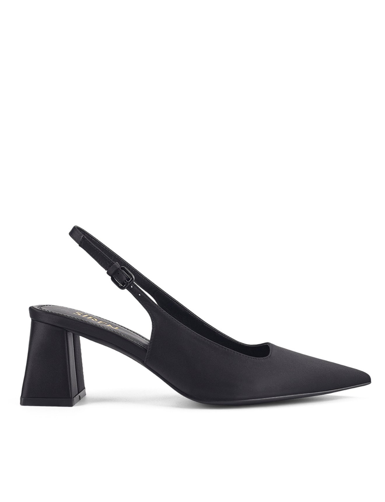 Yarra Pointed Toe Slingbacks Black Satin Siren Shoes