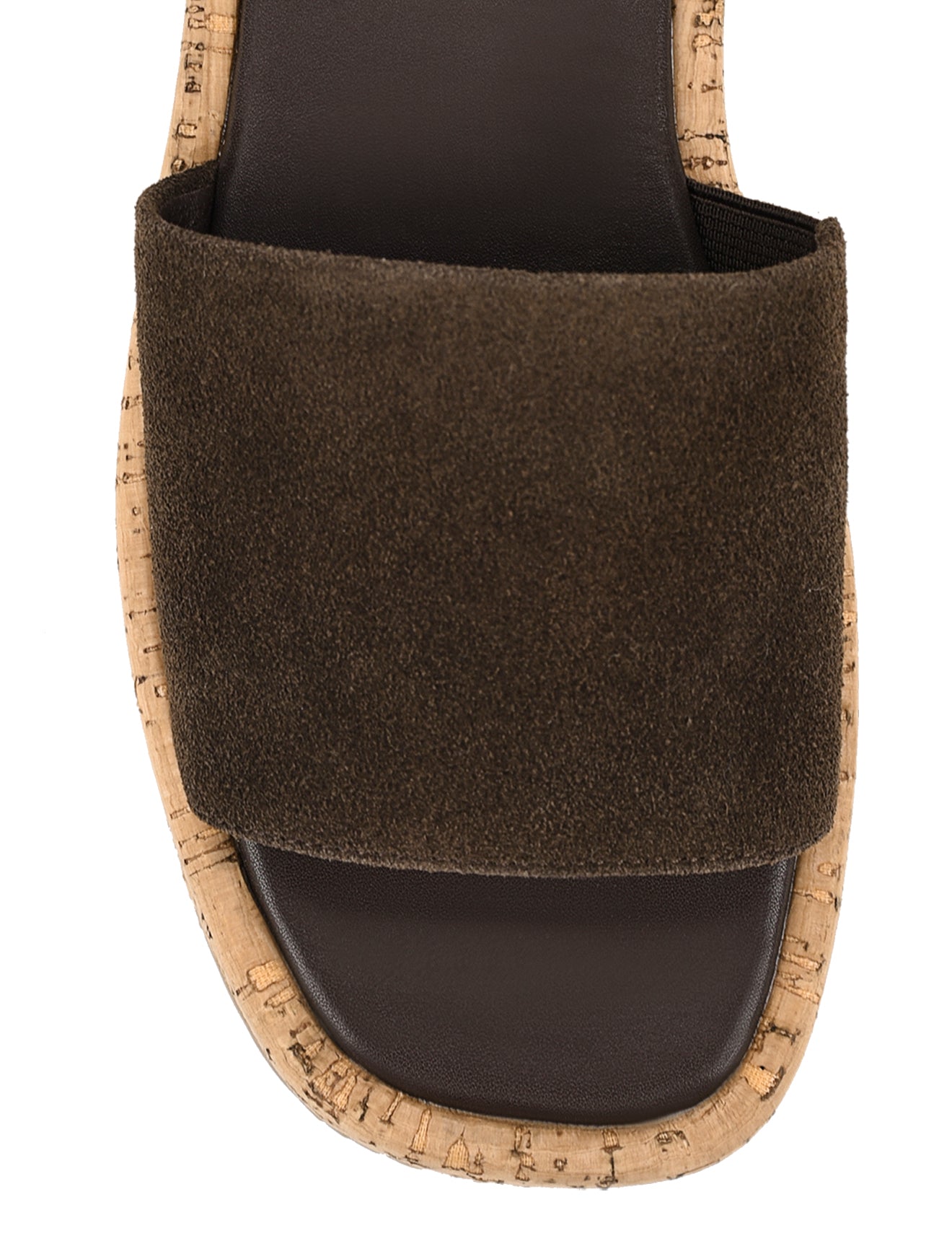 Detroit Flatform Slides - Chocolate Brown Suede & Cork – Siren Shoes
