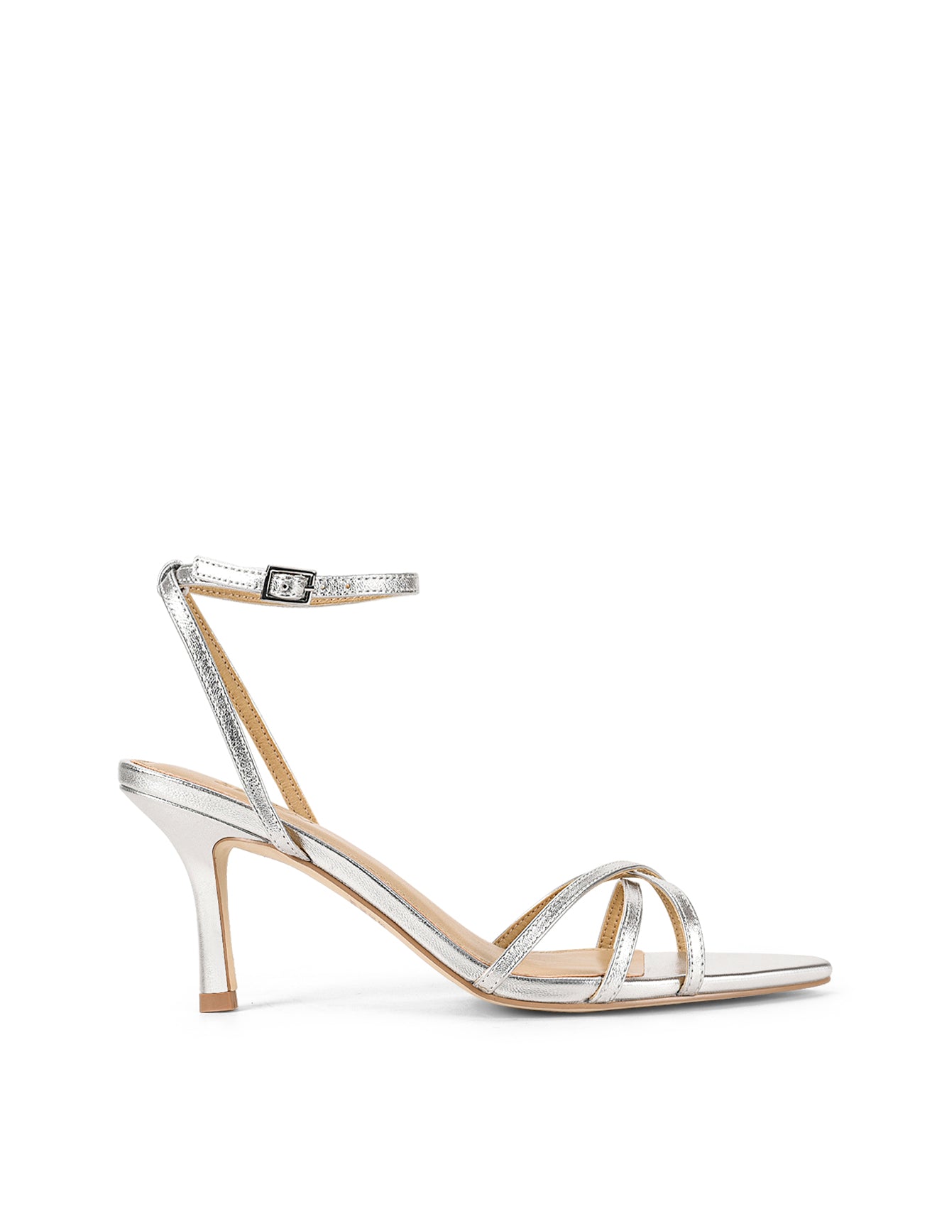 Madison Point Toe Strappy Heel - Silver Leather – Siren Shoes
