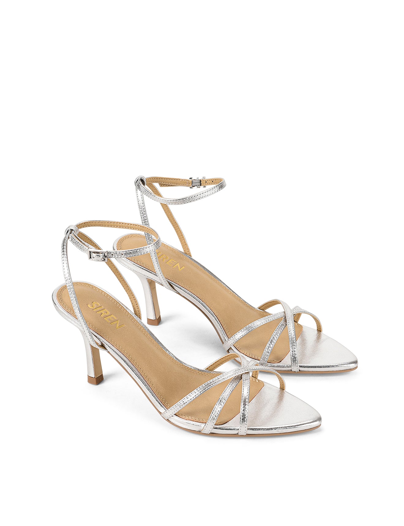 Madison Point Toe Strappy Heel - Silver Leather – Siren Shoes