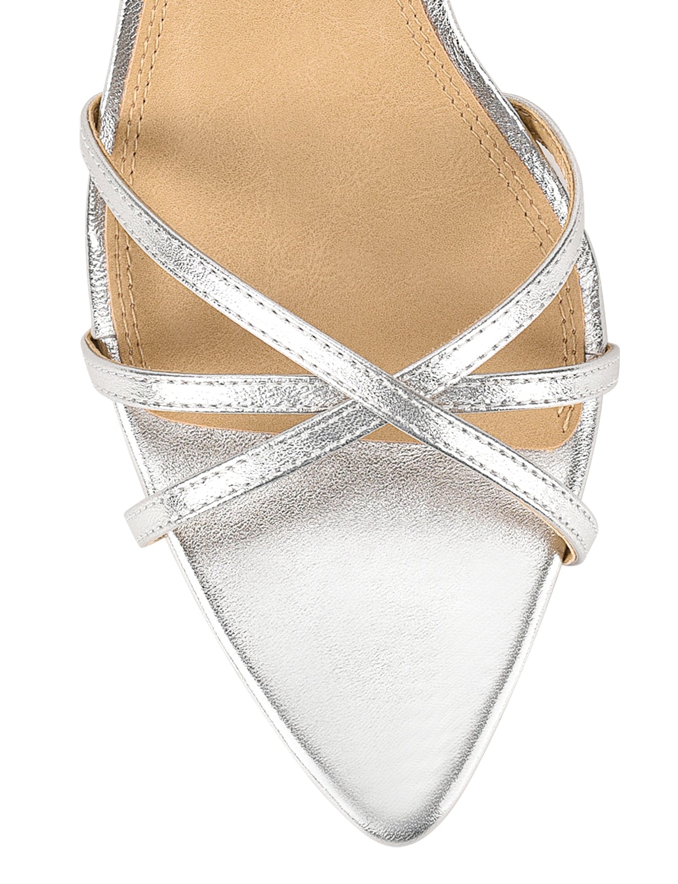 Madison Point Toe Strappy Heel - Silver Leather – Siren Shoes