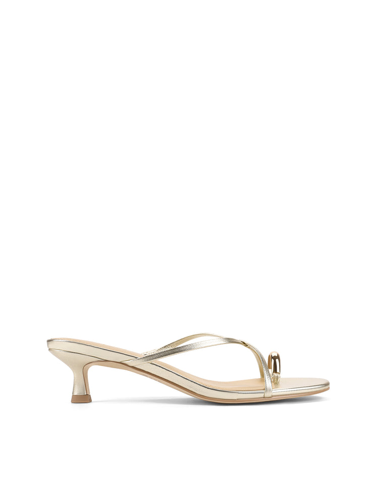 Xane Kitten Heel Thongs - Gold Metallic Leather – Siren Shoes