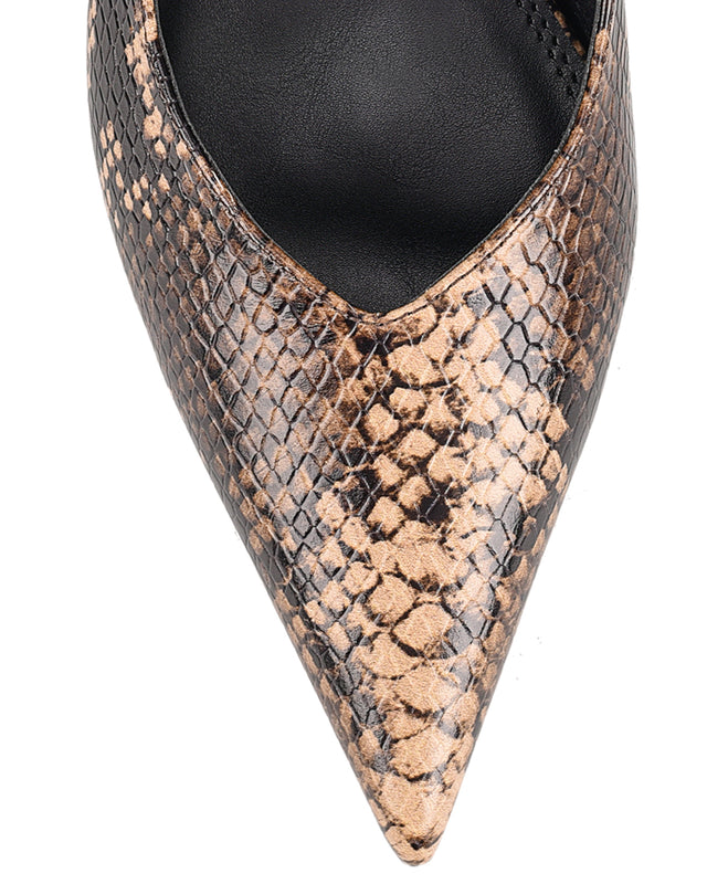 Yankee Slingback Block Heel - Brown Snake Leather – Siren Shoes
